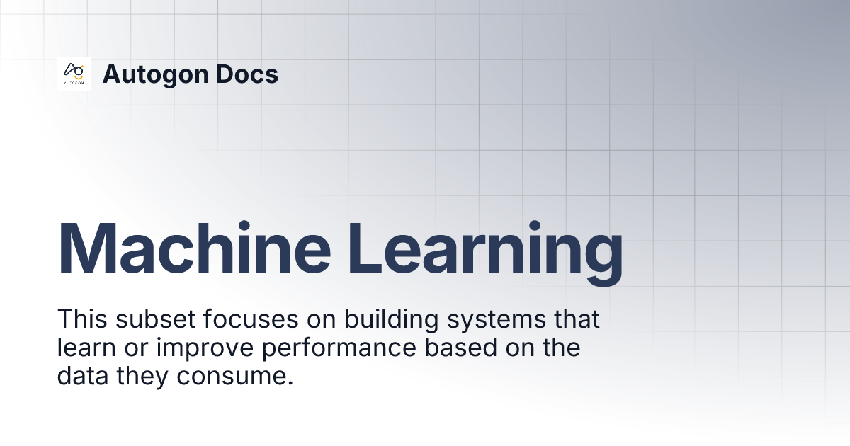 Machine Learning | Autogon Docs